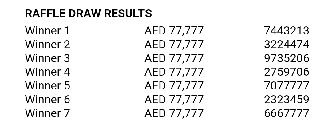 25.09.2021 Emirates Draw Result - UAE Payments